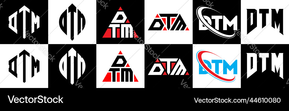 Dtm letter logo design in six style polygon Vector Image