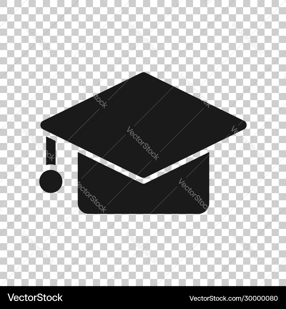 Graduation hat icon in flat style student cap on Vector Image