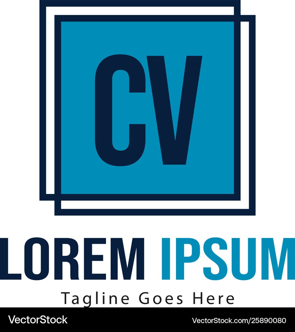 Initial cv logo template with modern frame Vector Image
