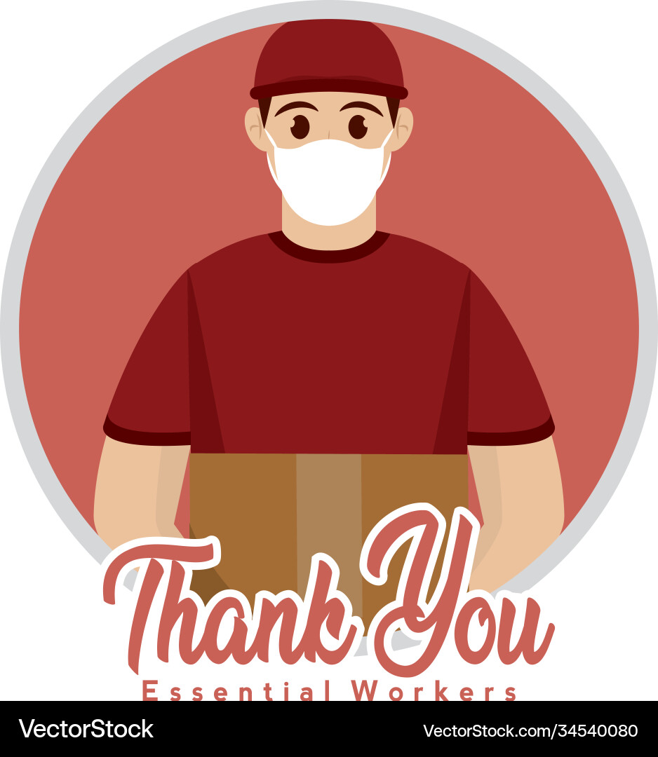Isolated shopkeeper thank you essential workers Vector Image