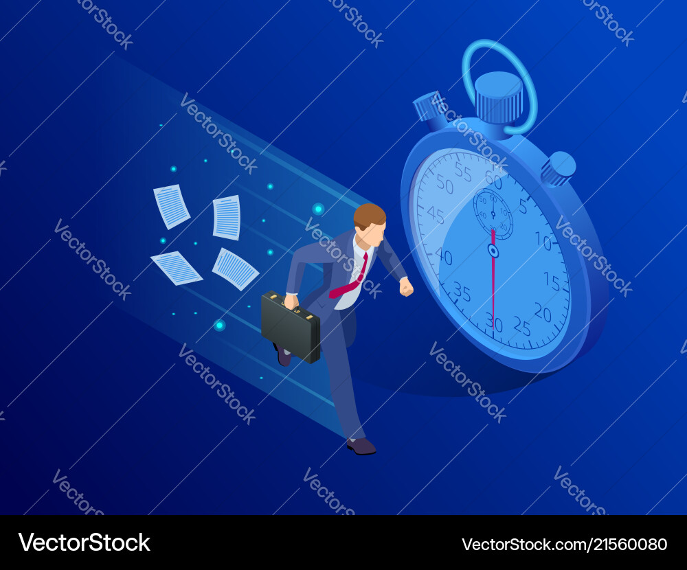 Isometric panic deadlines concept lack of time Vector Image