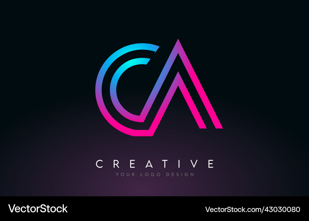 Monogram lines ca letter logo design in black Vector Image
