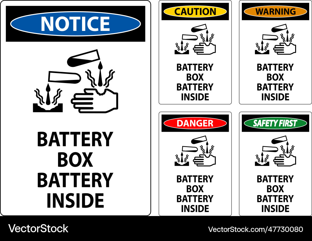 Notice battery box battery inside sign with symbol