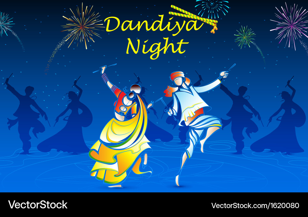 People playing dandiya Royalty Free Vector Image