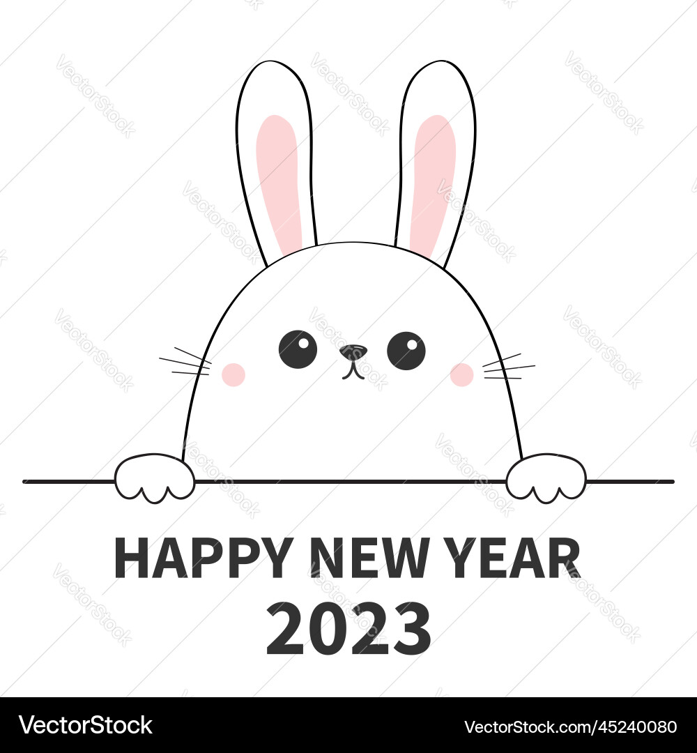 Rabbit happy face head icon hands paw holding Vector Image