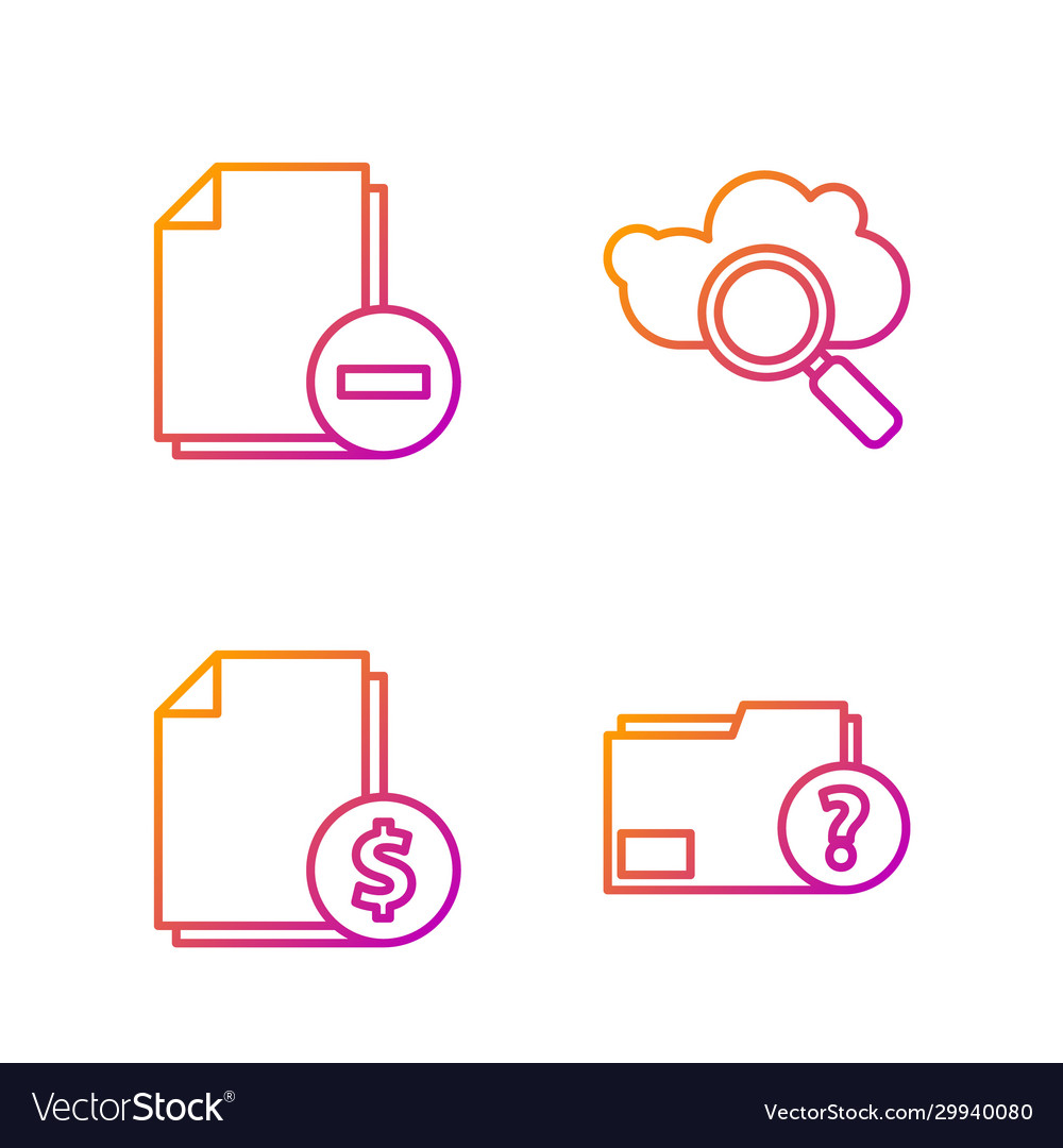Set line unknown document folder finance document Vector Image Set line unknown document folder finance document Vector Image