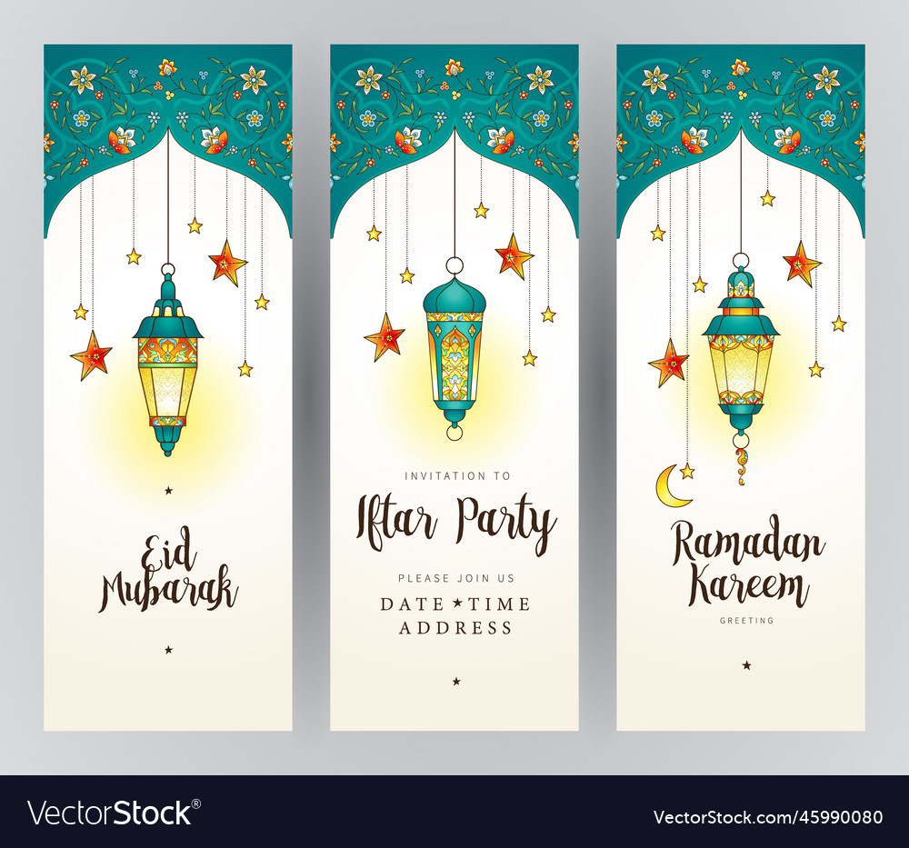 Set of ramadan kareem greeting cards Royalty Free Vector