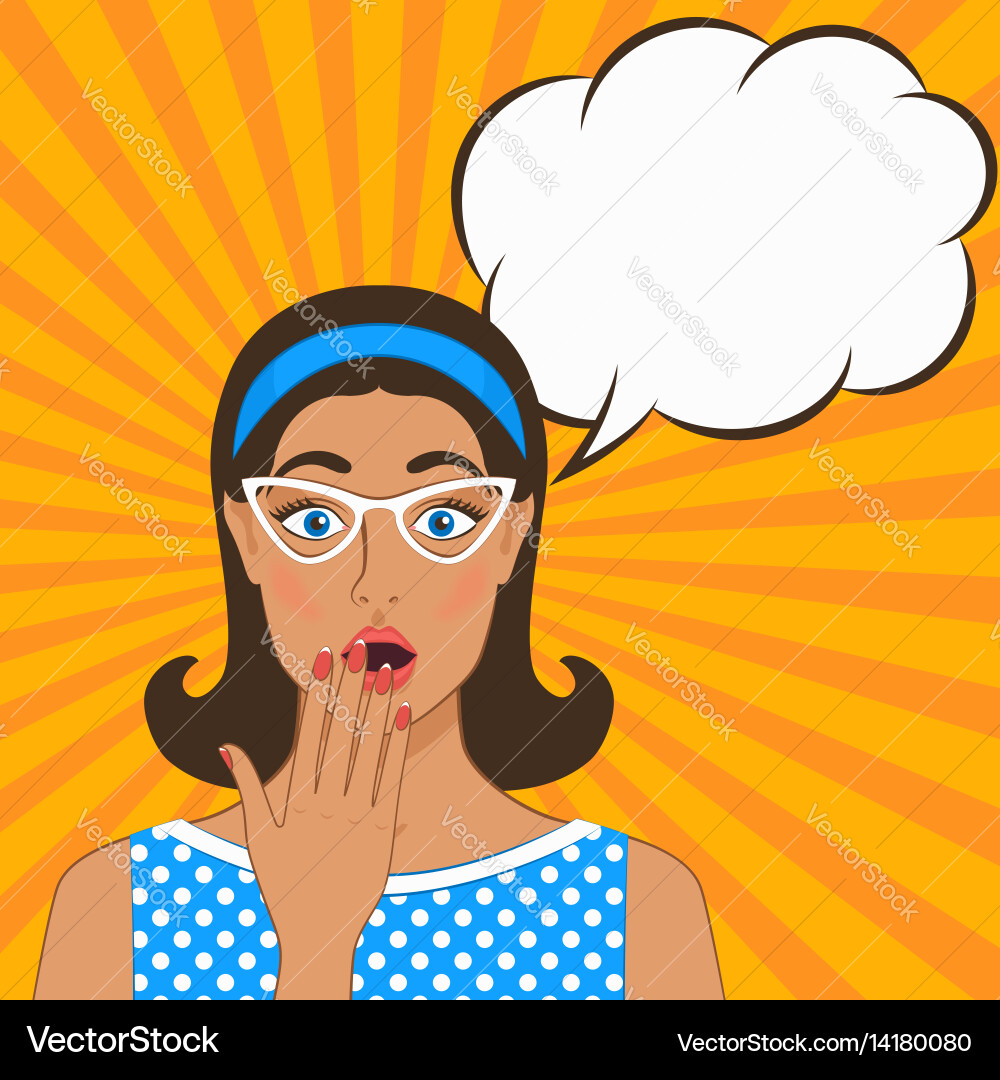 Surprised girl on comic book background Royalty Free Vector