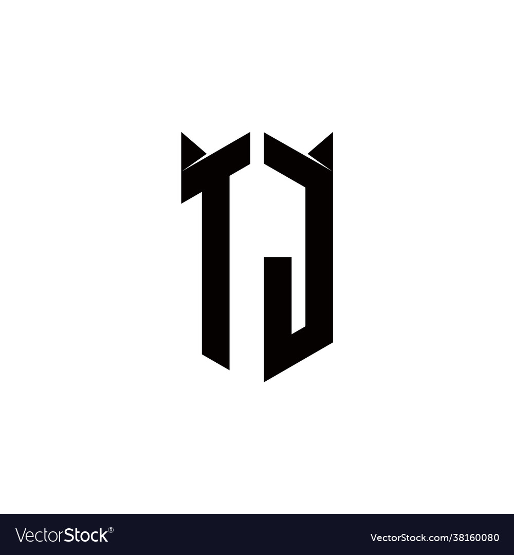 Tj logo monogram with shield shape designs Vector Image