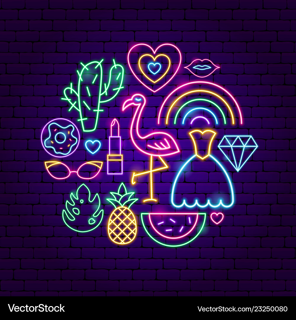 Trendy girl neon concept Royalty Free Vector Image