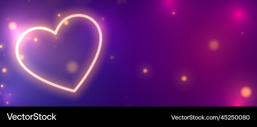 Valentines day shiny banner with glowing neon Vector Image