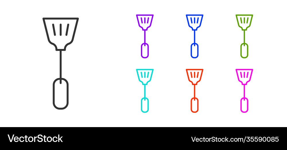Black line fly swatter icon isolated on white Vector Image