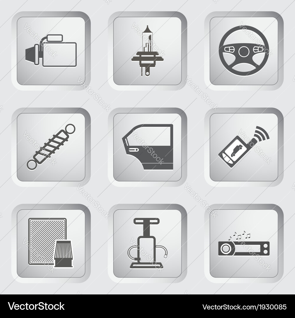 Car part and service icons set Royalty Free Vector Image