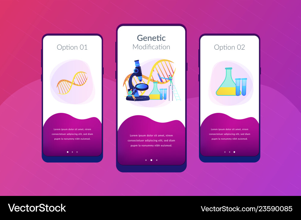 Genetic engineering app interface template Vector Image