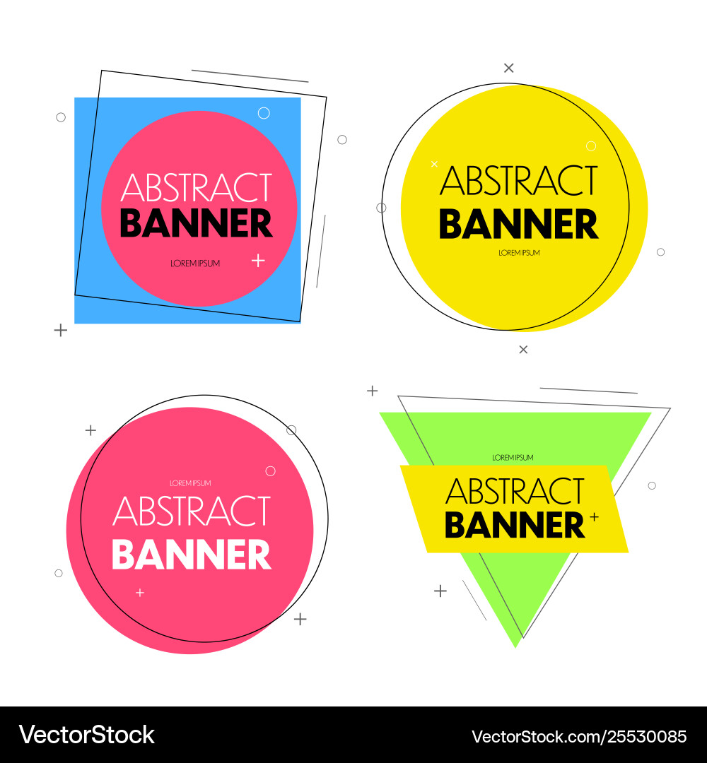 Geometric banners promo labels shapes Royalty Free Vector
