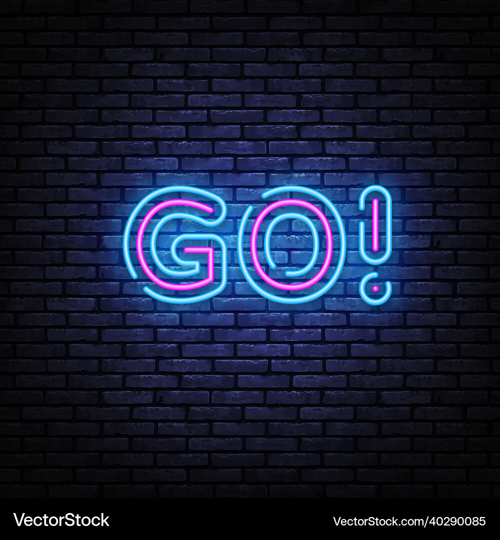 Go neon sign for concept design neon text Vector Image