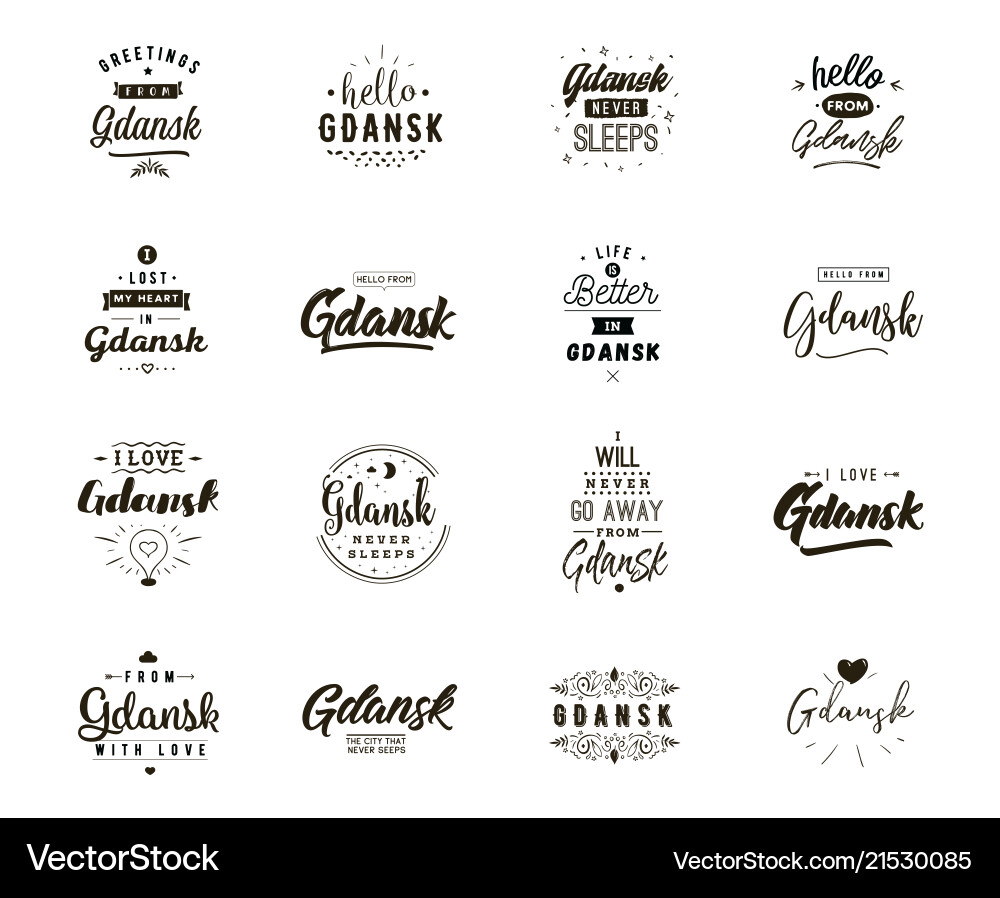 Greeting cards design isolated logos typography Vector Image