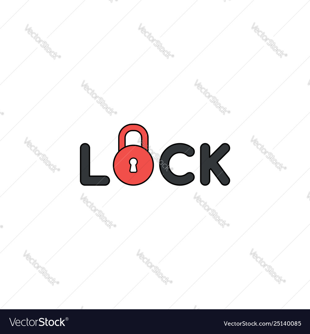 Icon concept lock text with closed padlock Vector Image