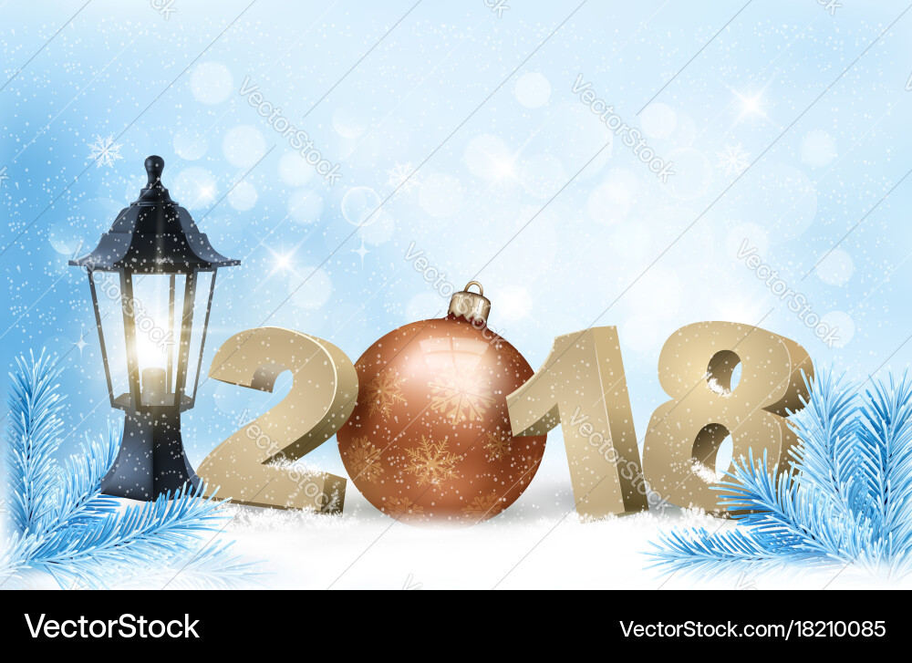 New year background with a 2018 and ball Vector Image