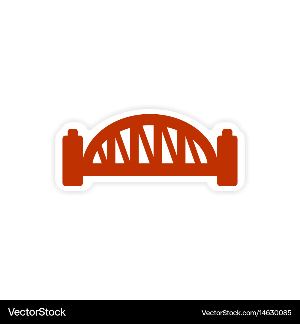Paper sticker australian bridge on white Vector Image