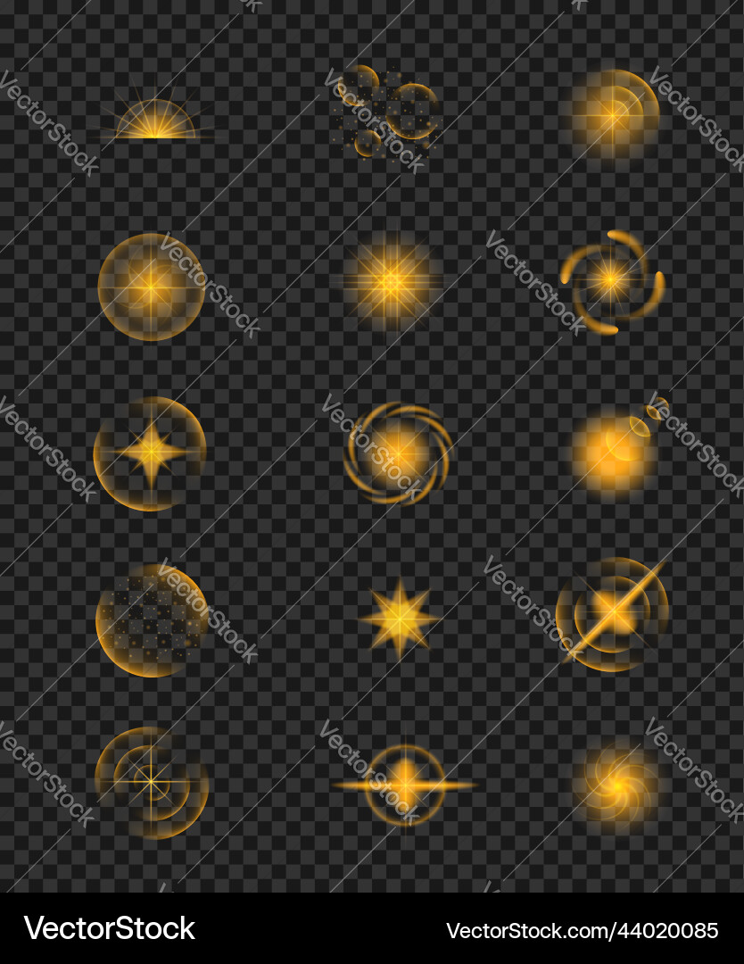 Shining stars with glow effect and sparks Vector Image