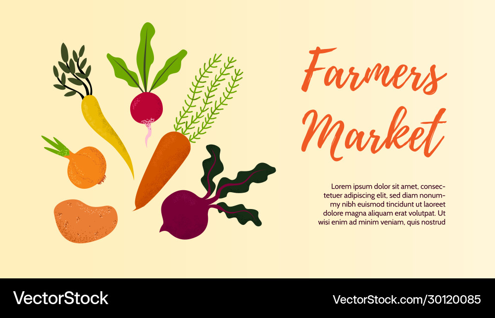 Vegetables banners farmer market fall veggies Vector Image