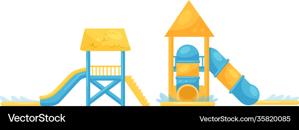 Water slides and playgrounds as waterpark Vector Image