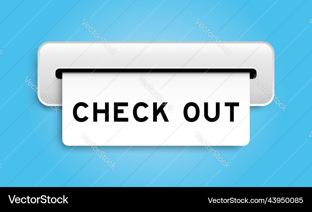 White coupon banner with word check out from Vector Image