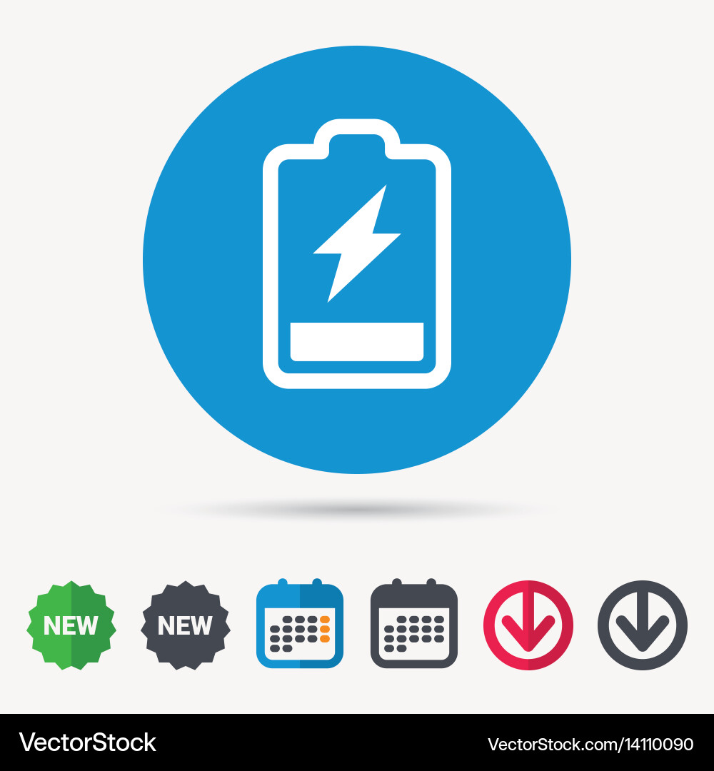 Battery power icon charging accumulator sign Vector Image