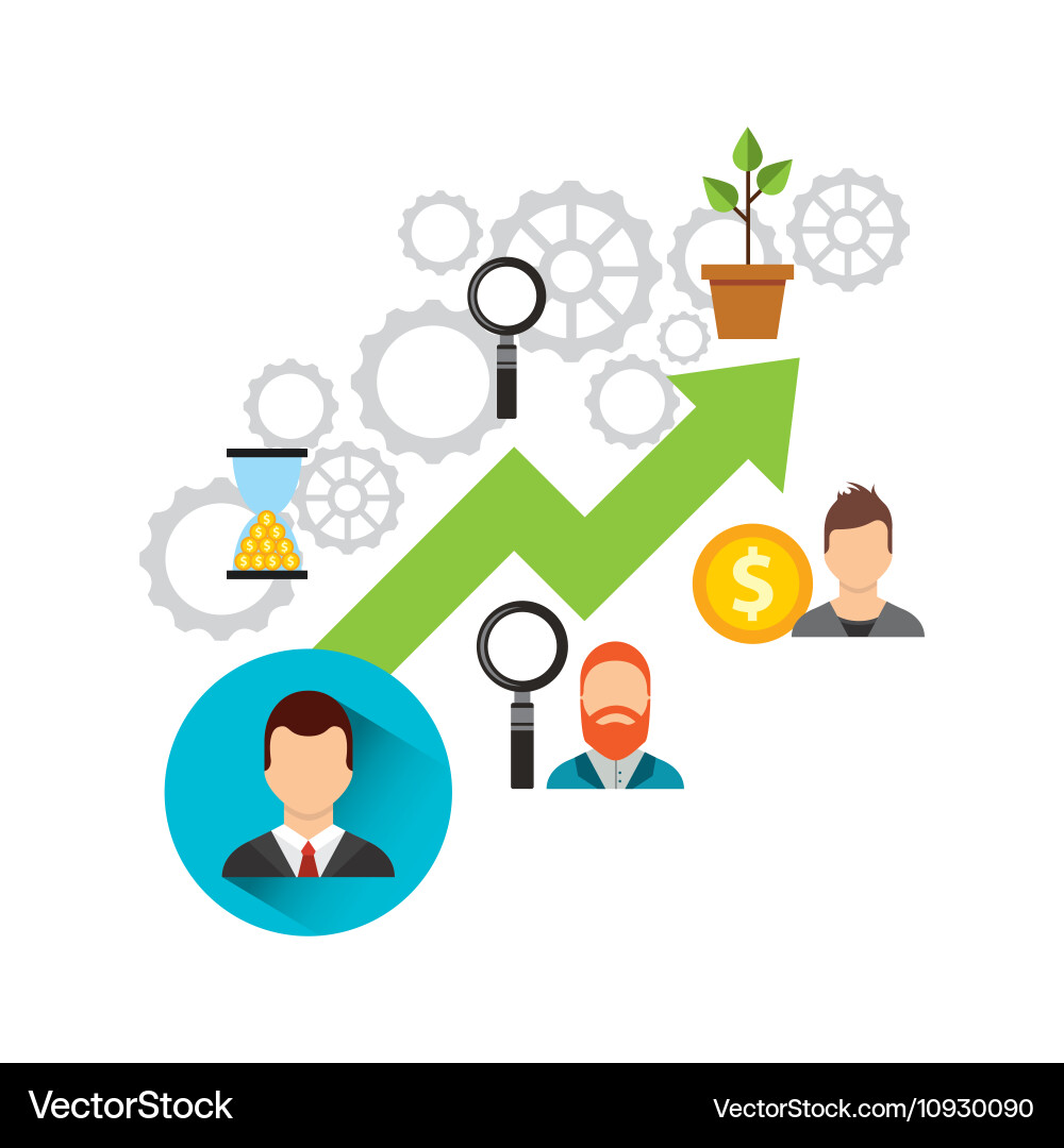 Business growth funds flat icons Royalty Free Vector Image