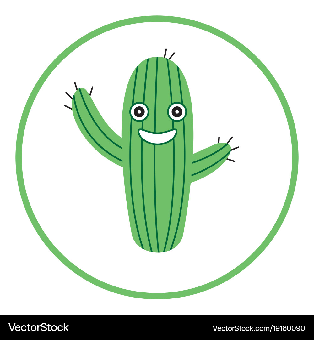Cute cactus consent logo sign Royalty Free Vector Image
