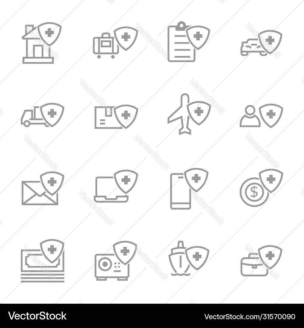 Insurance simple line icons set Royalty Free Vector Image