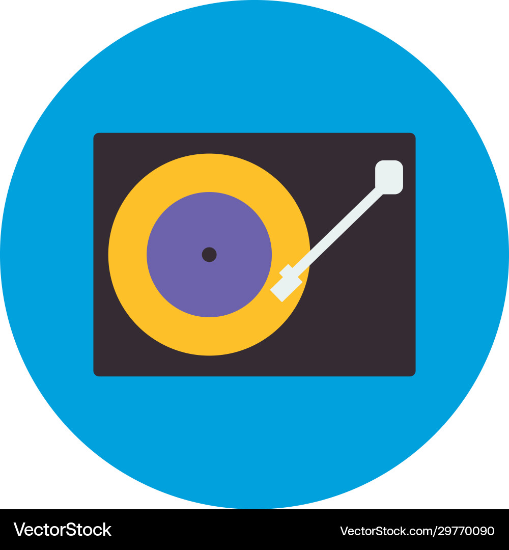 Isolated retro music turntable flat block style Vector Image