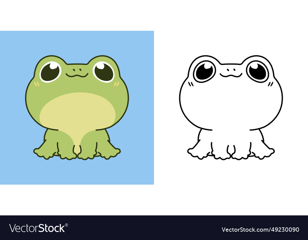 Kawaii froggy for coloring page Royalty Free Vector Image