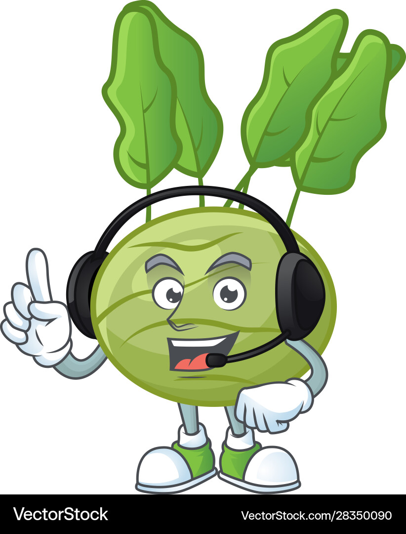 Kohlrab cute cartoon character design Royalty Free Vector