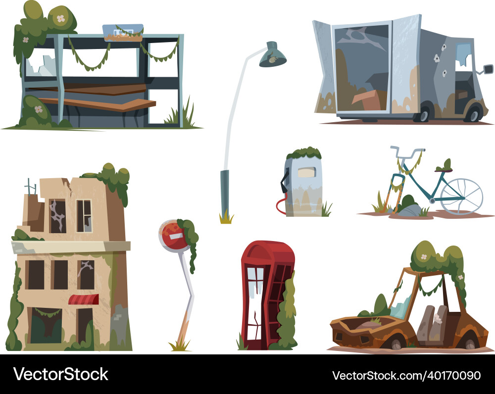 Post apocalypse wars city ruins destructive Vector Image