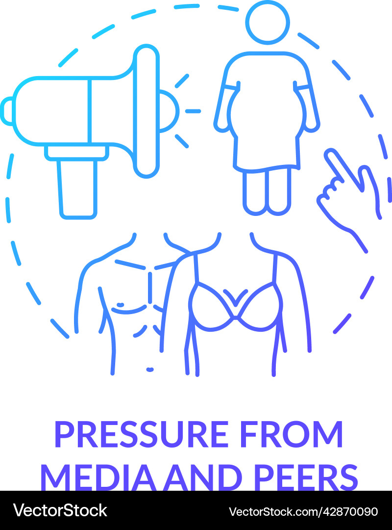 Pressure from media and peers blue gradient Vector Image