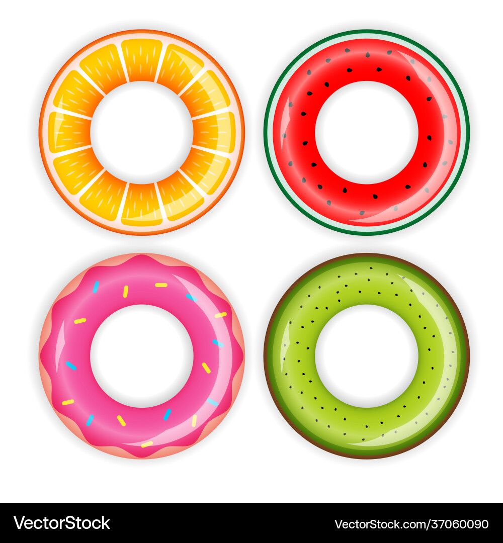 Realistic circle for swimming icon set isolated Vector Image