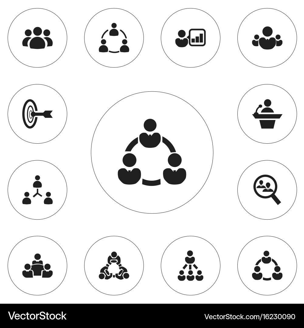 Set of 12 editable cooperation icons includes Vector Image