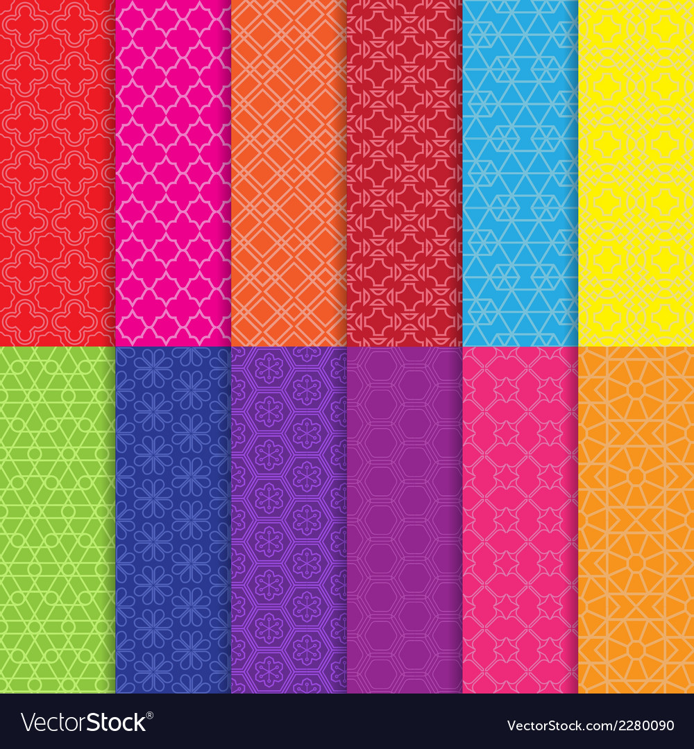 Set of colorful line seamless patterns Royalty Free Vector