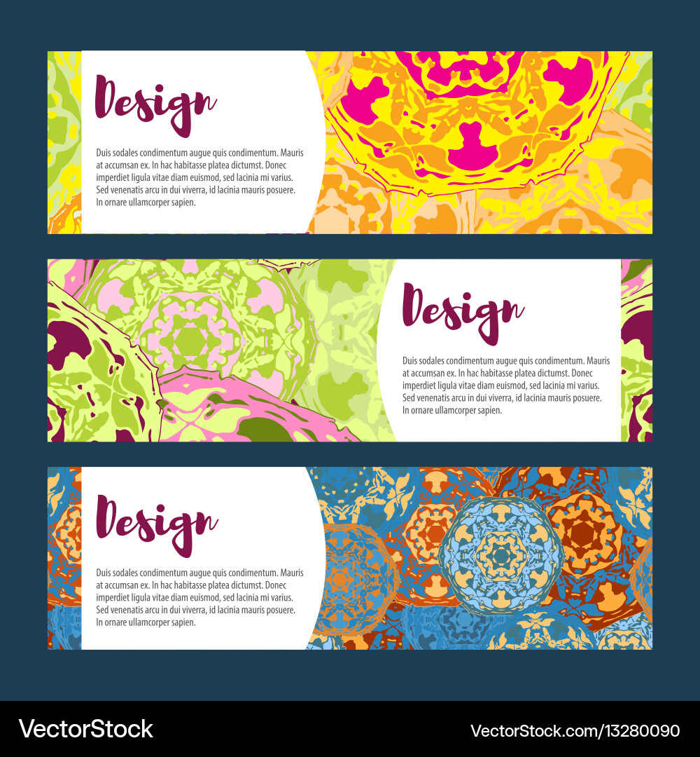Templates banners set floral mandala pattern Vector Image