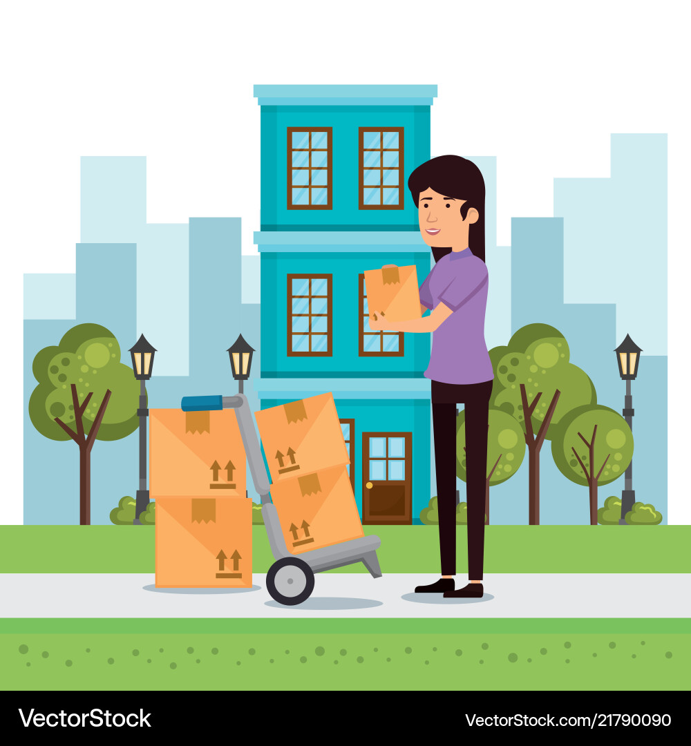 Woman receiver goods character Royalty Free Vector Image