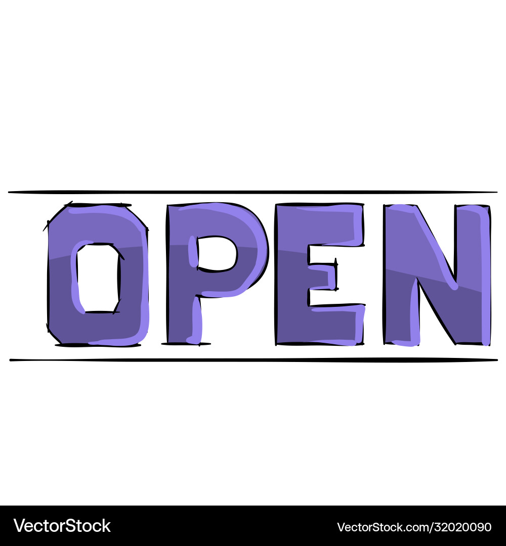 Word is open written in blue typography cartoon Vector Image
