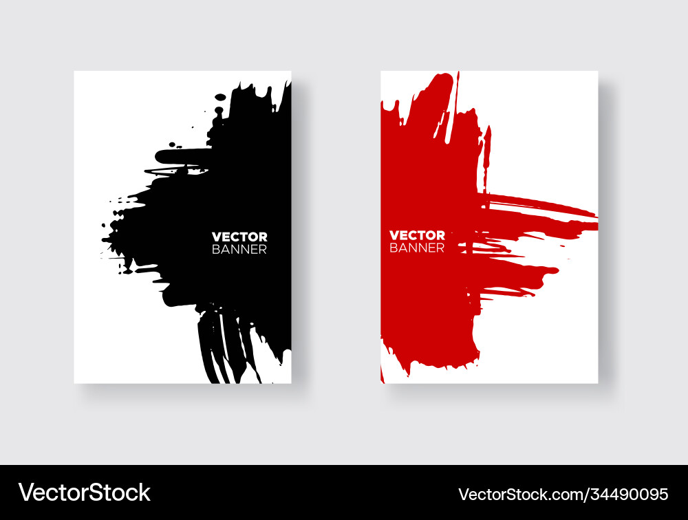 Black and red abstract design set ink paint Vector Image