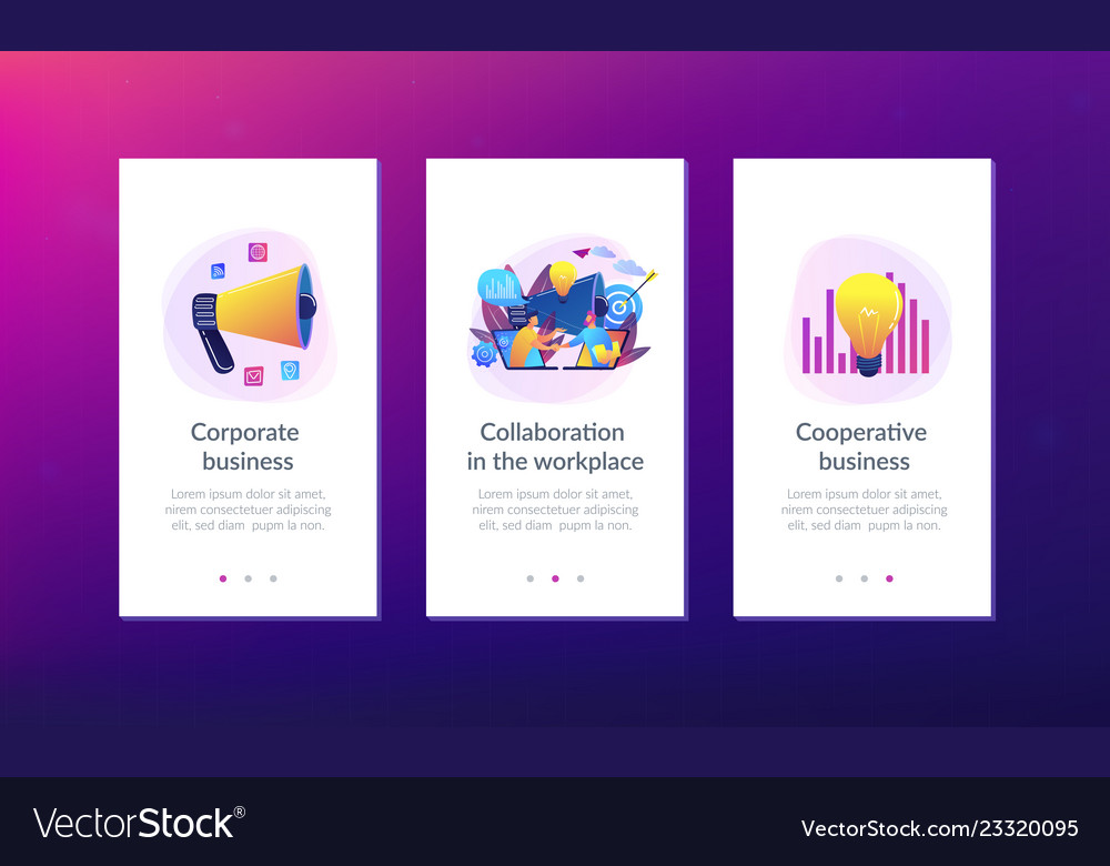 Collaboration app interface template Royalty Free Vector