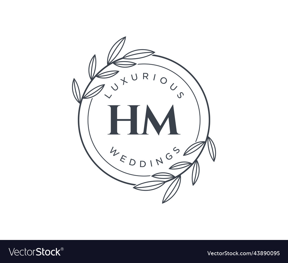 Hm initials letter wedding monogram logos Vector Image