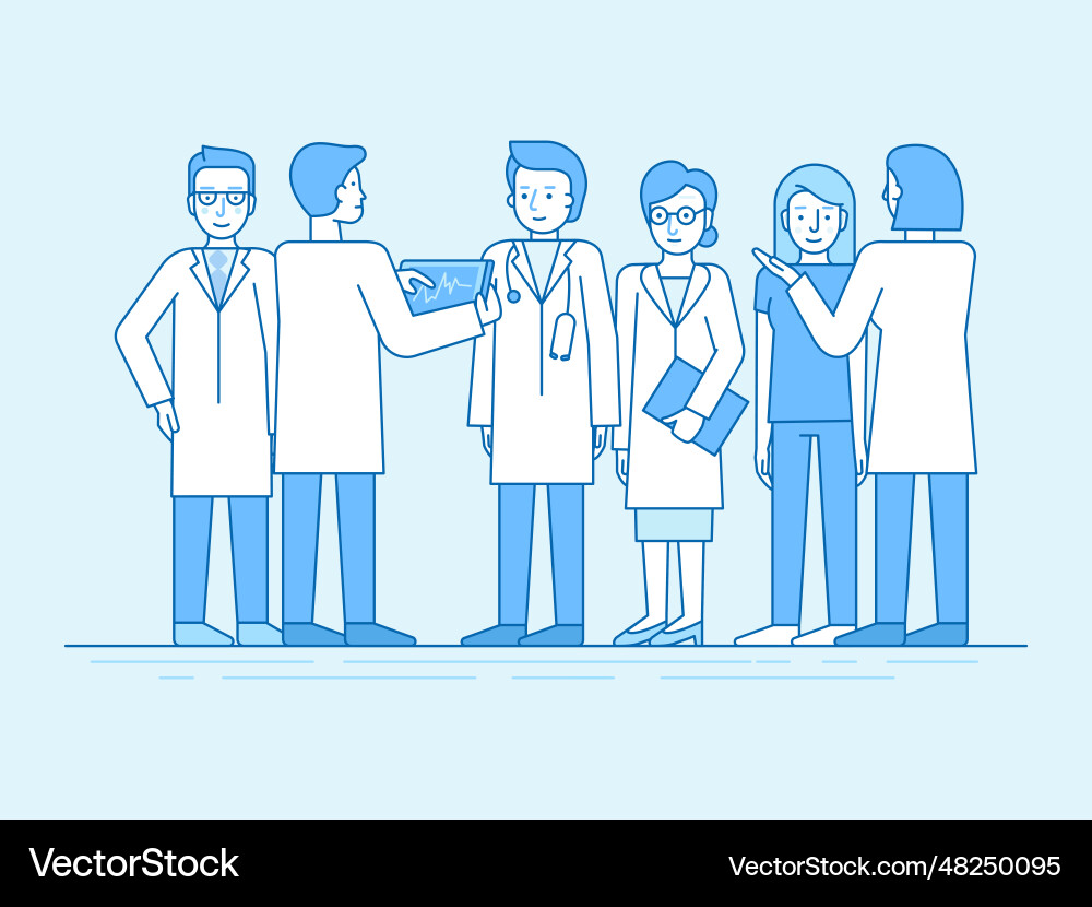 In flat linear style and blue color - medical Vector Image