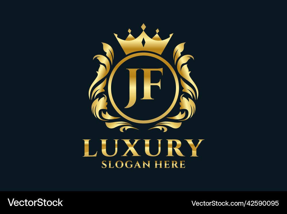 Initial jf letter royal luxury logo template Vector Image