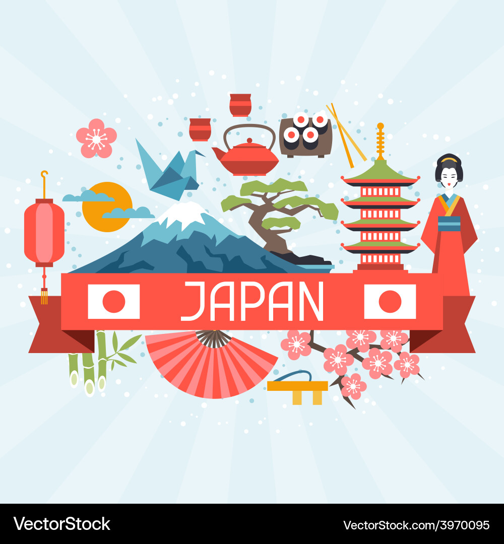Japan background design Royalty Free Vector Image