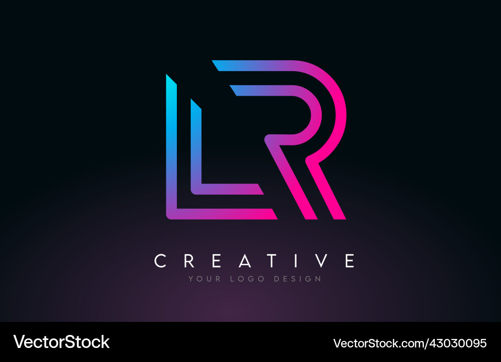 Monogram lines lr l r letter logo design creative Vector Image